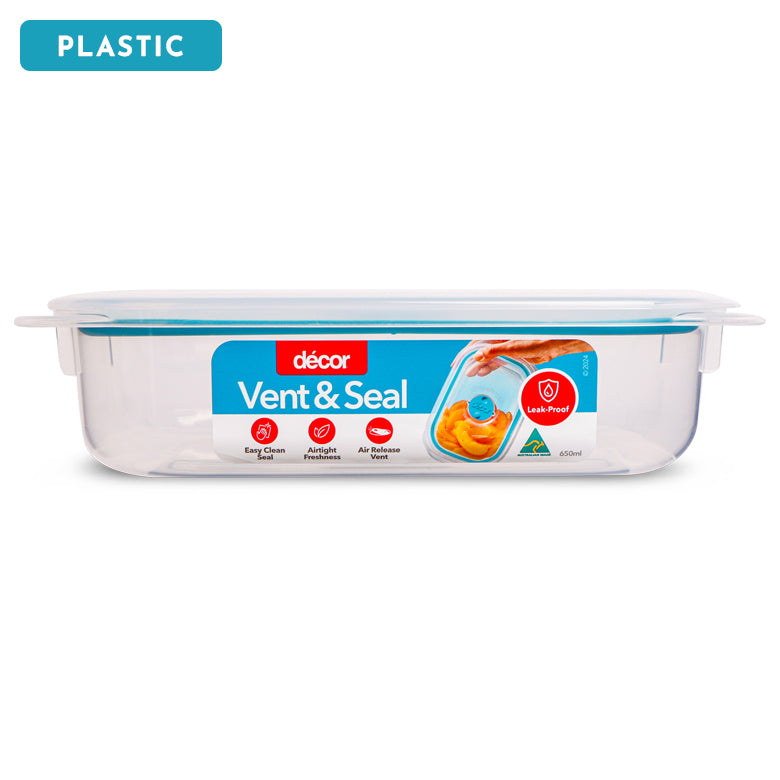 Vent & Seal Plastic Container, Oblong, 650ml | Décor Australia – Décor ...