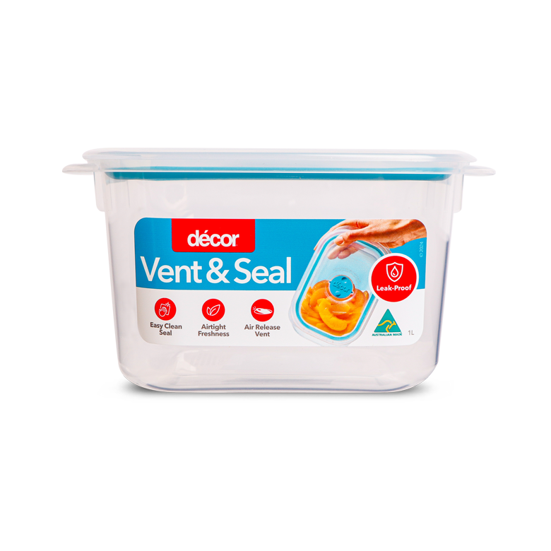 Vent & Seal Plastic Container, Square, 1L | Décor Australia – Décor ...