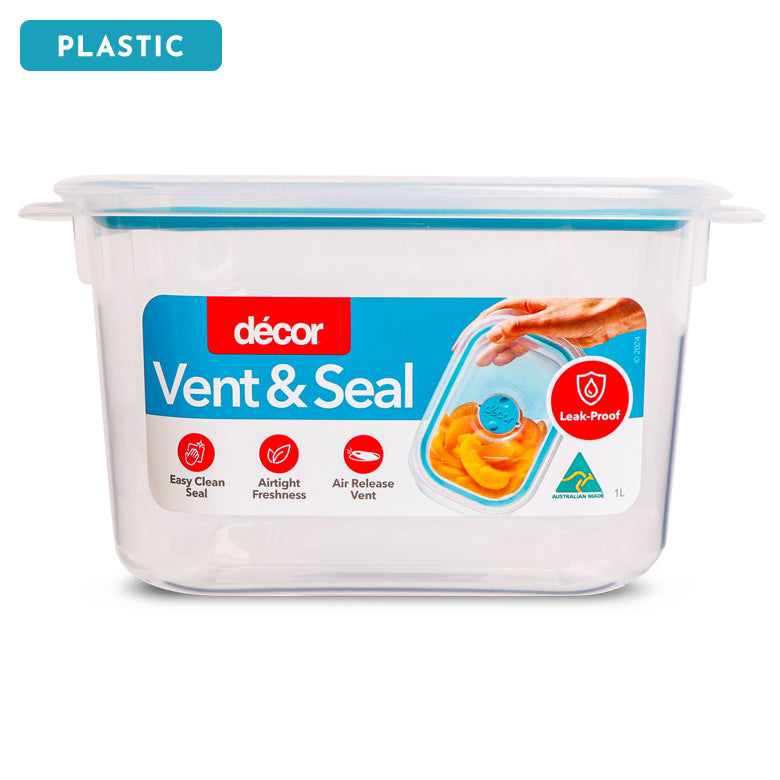Vent & Seal Plastic Container, Square, 1L | Décor Australia – Décor ...